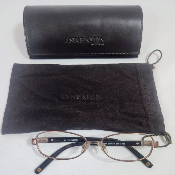 Anne Klein | Accessories | Anne Klein Ak990 58 Eyeglass Frames Dustbag And Case Brown And Black ...